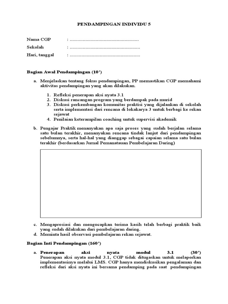 Form Pendampingan Individu 5 | PDF