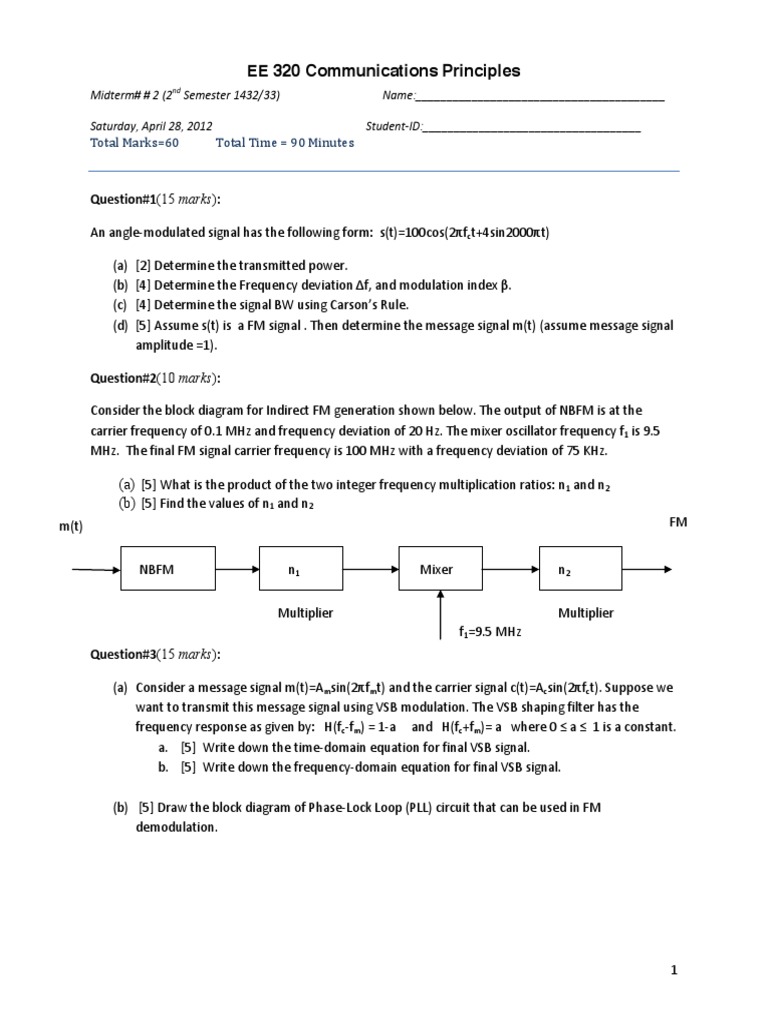 Ee320mid2osp12 0 | PDF | Frequency Modulation | Sound Technology