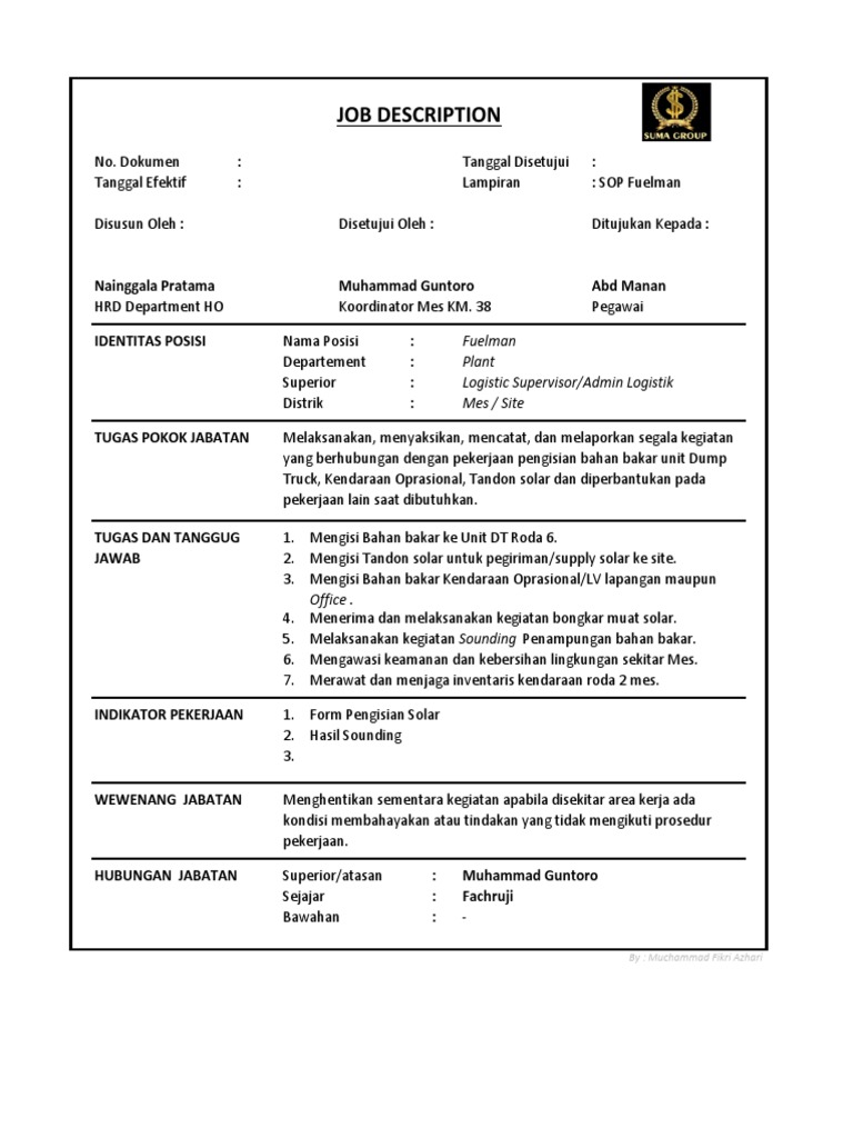 Job Desk Fuelman | PDF