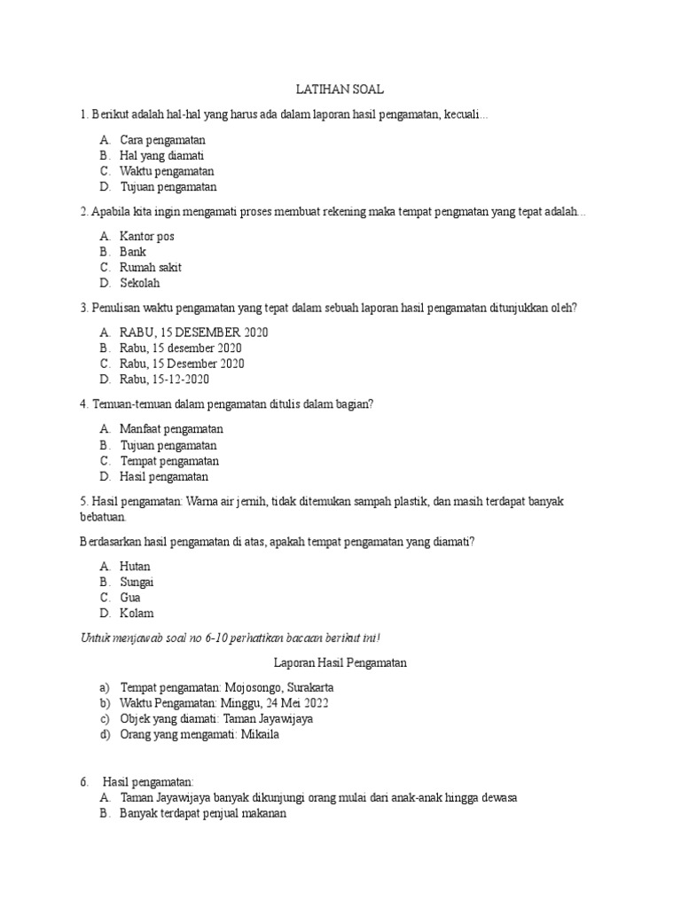 Latihan Soal T.laporan | PDF