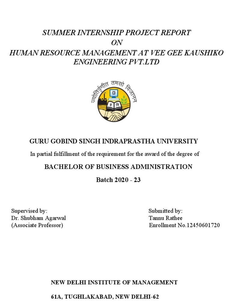 Summer Internship Project by Tannu | PDF | Human Resource Management ...