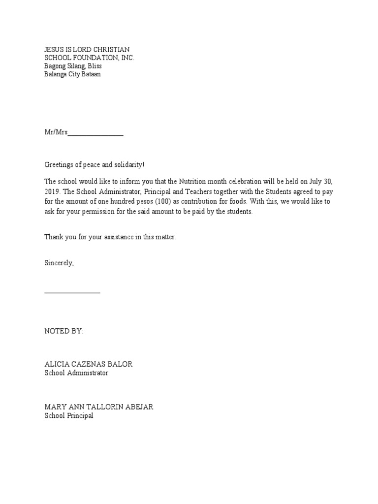 Letter For Parents | PDF