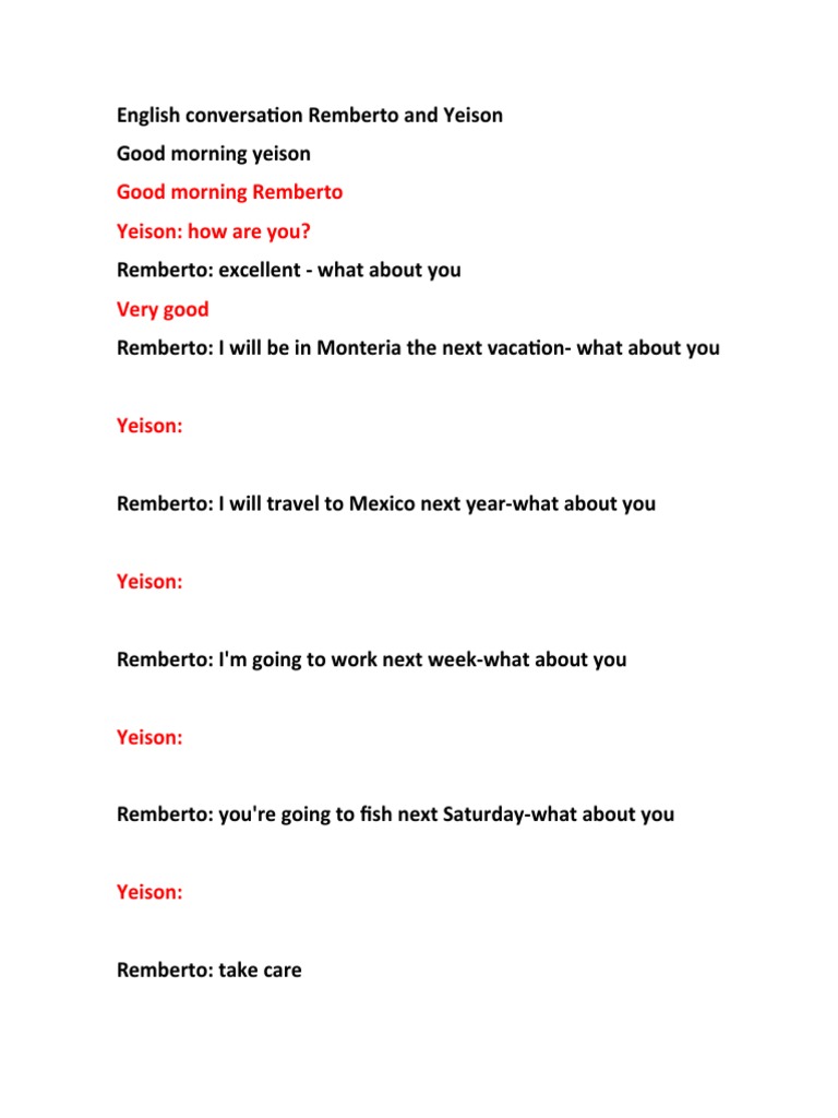 English Conversation Remberto and Yeison | PDF