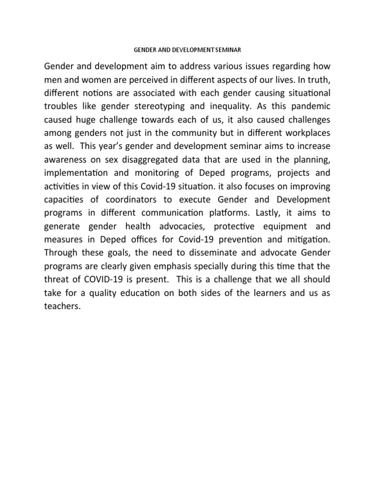Gender and Development Seminar 2023 | PDF | Social Science