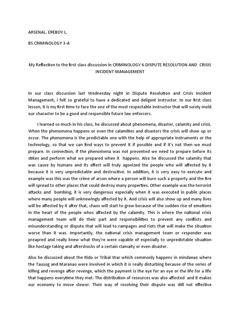 Reflection Paper Dispute Resolution | PDF