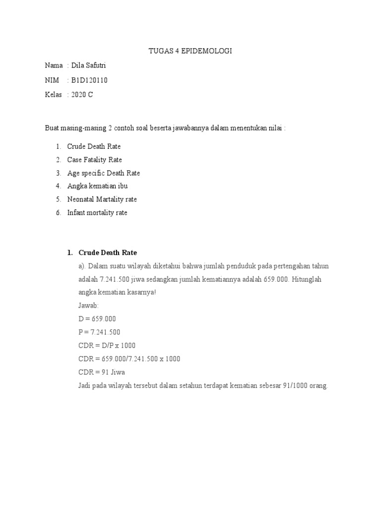 Tugas 4 Epidemologi | PDF | Sains & Matematika
