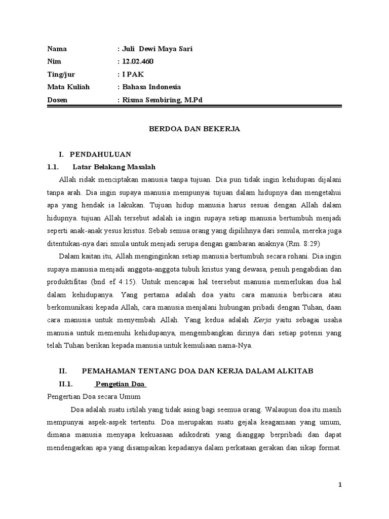 Berdoa Dan Bekerja | PDF