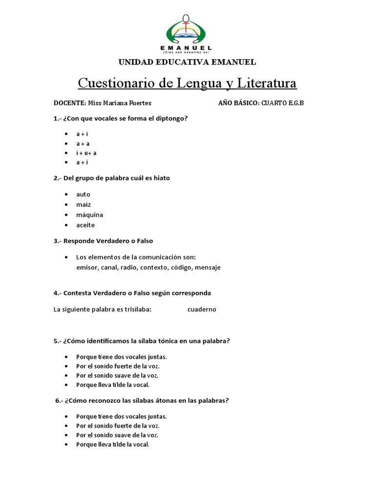 Banco de Preguntas Lengua | PDF | Palabra | Lingüística