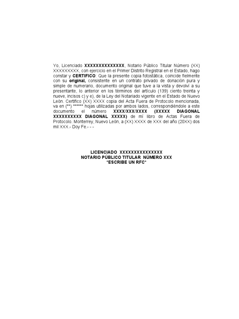 Ratificación De Contrato Notarial Pdf Derecho