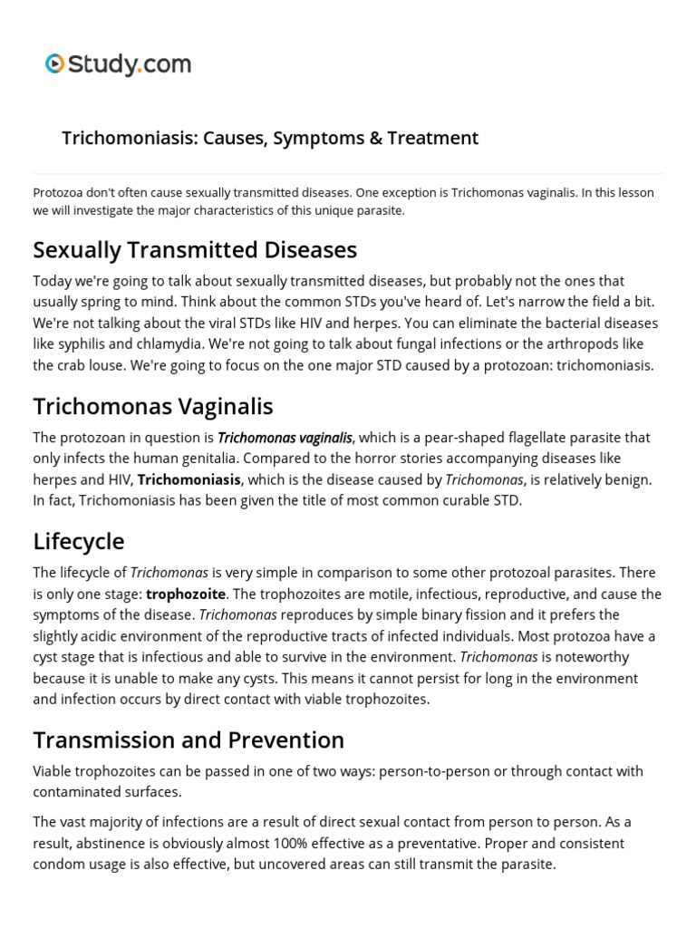 Lesson 06 Trichomoniasis - Causes, Symptoms & Treatment PDF | PDF ...