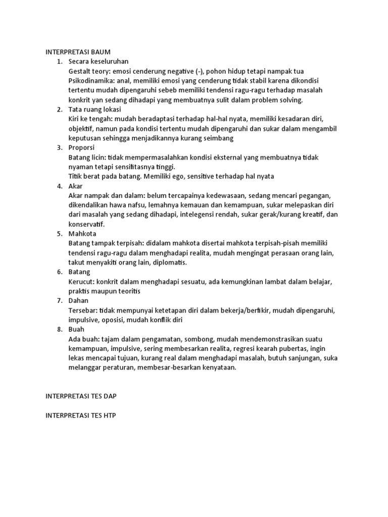 Interpretasi Baum | PDF | Karier & Perkembangan