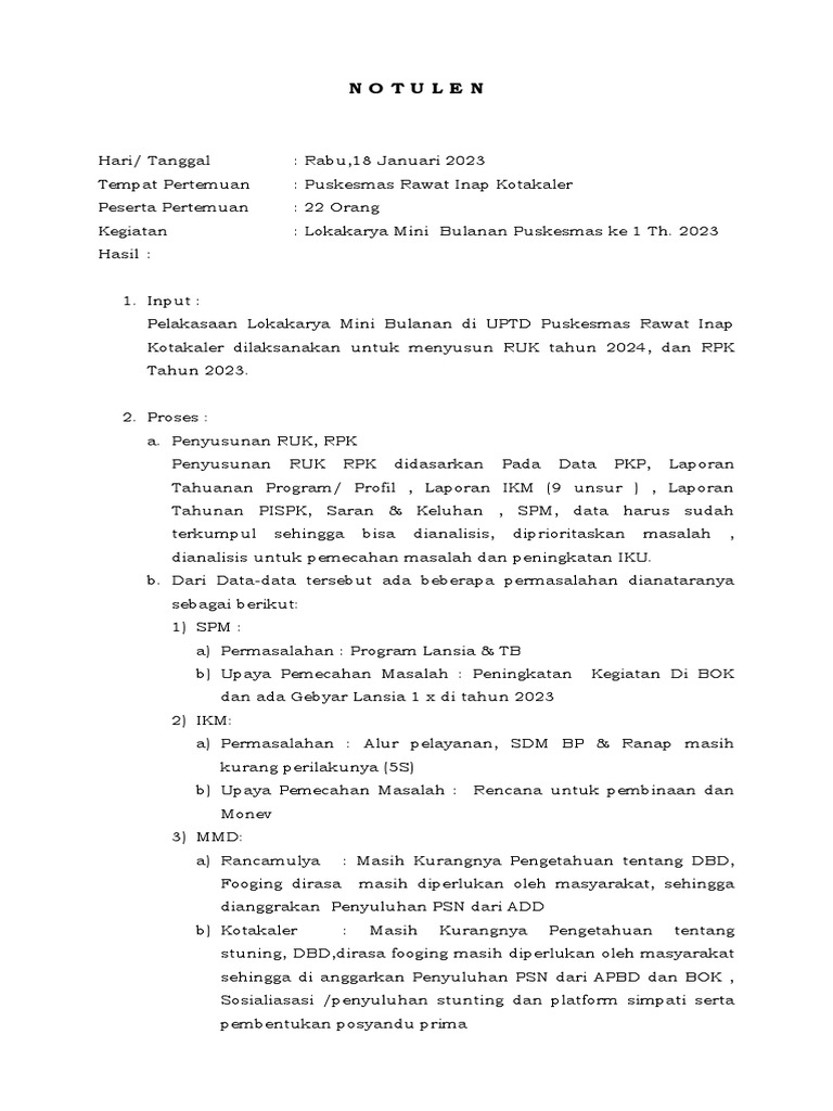 NOTULEN Lokbul | PDF