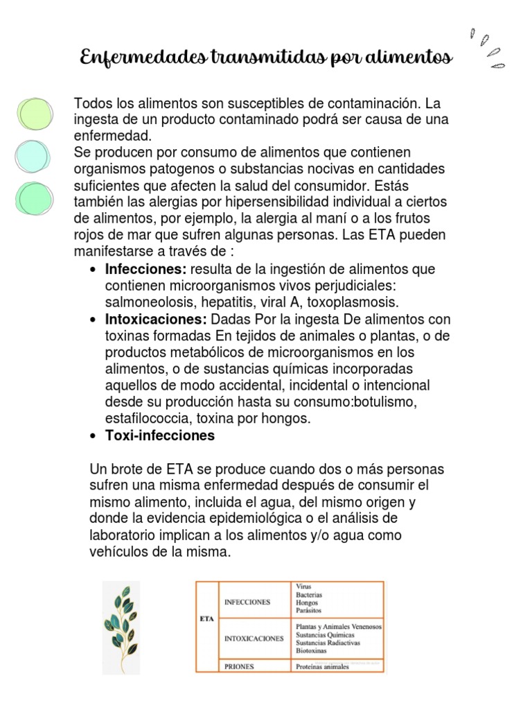 Enfermedades Transmitidas Por Alimentos | PDF | Alimentos | Análisis de Riesgo y Puntos Críticos ...