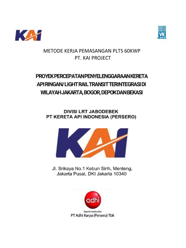 METODE KERJA PEMASANGAN LTS PT. KAI Project PDF | Download Free PDF | Photovoltaics | Solar Panel