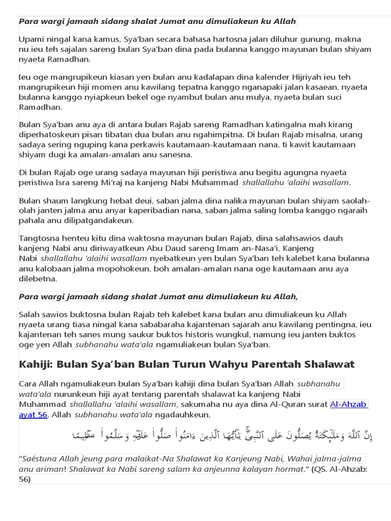 Khutbah Jumat Sya'Ban | PDF