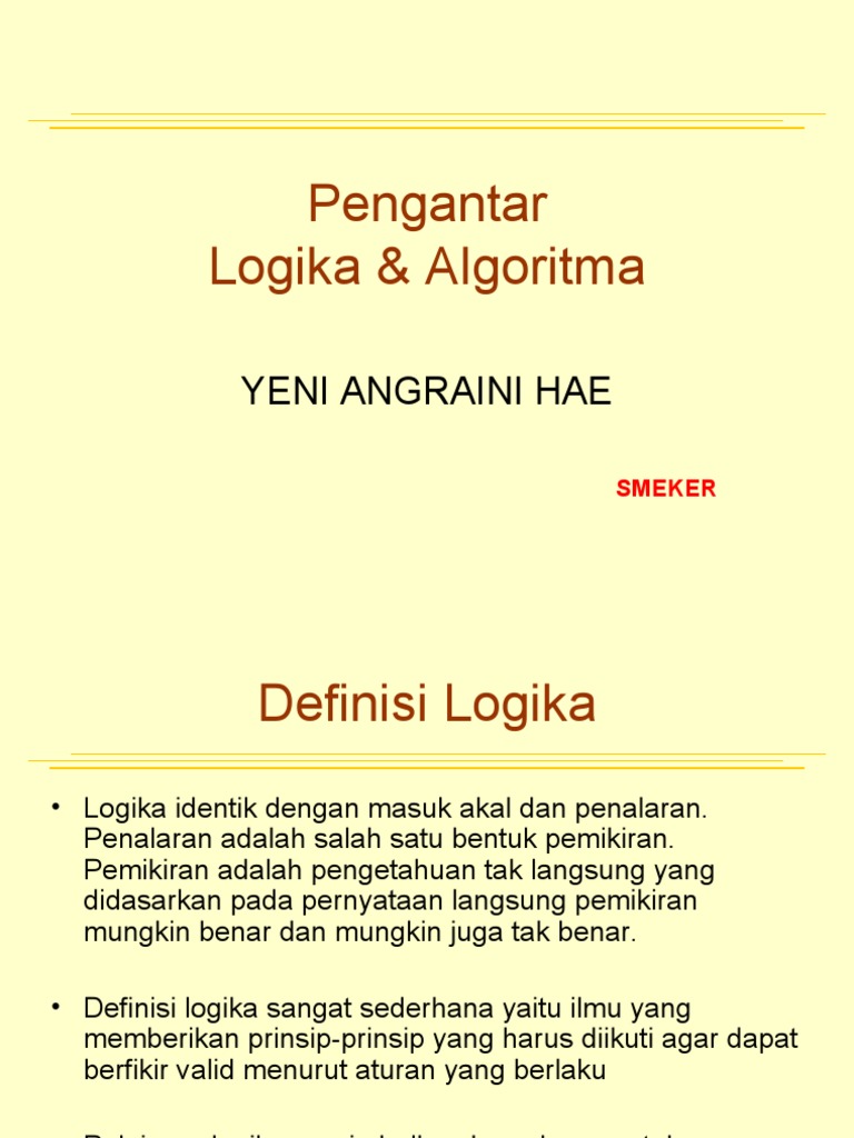 1 - Pengantar Logika & Algoritma | PDF