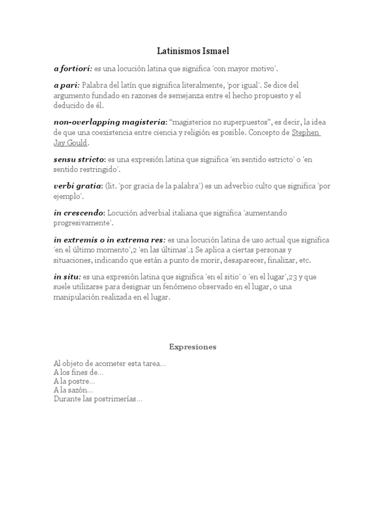 Latinismos y sus significados | PDF