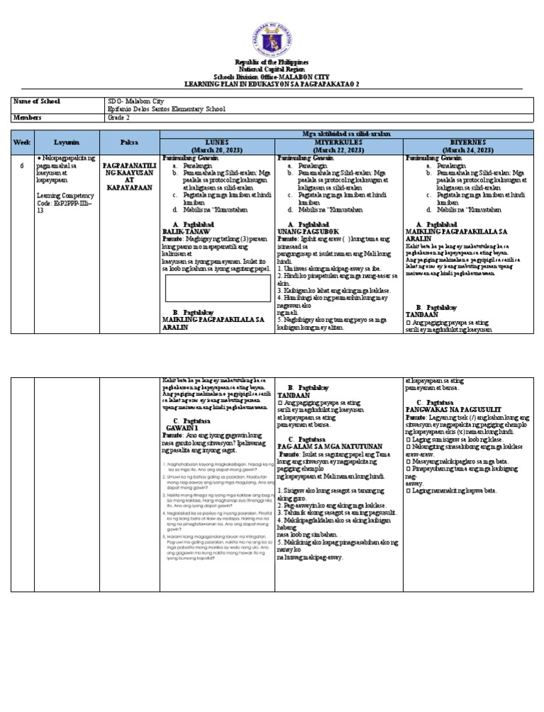 Q3 W6 ESP WLP March 20 24 2023 | PDF