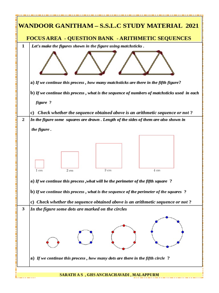 FOCUS AREA ARITHMETIC SEQUENCES Sample Questions by Sarath Sir Part II ... FOCUS AREA ARITHMETIC SEQUENCES Sample Questions by Sarath Sir Part II ...