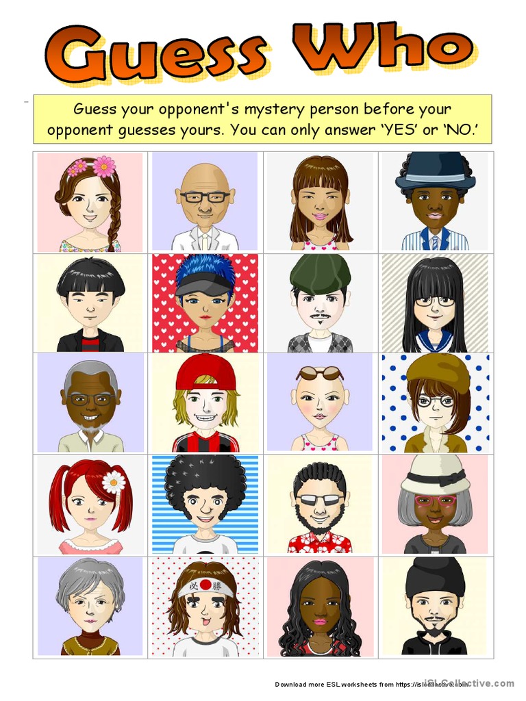Guess Who Boardgame With 20 Characters | PDF | Headgear | Softlines ...