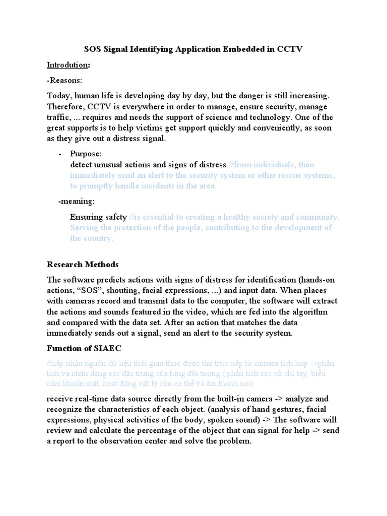 SOS Signal Identifying Application Embedded in CCTV | Download Free PDF ...