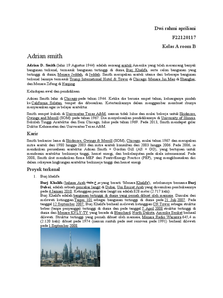 Arsitek Burj Khalifa: Adrian Smith | PDF