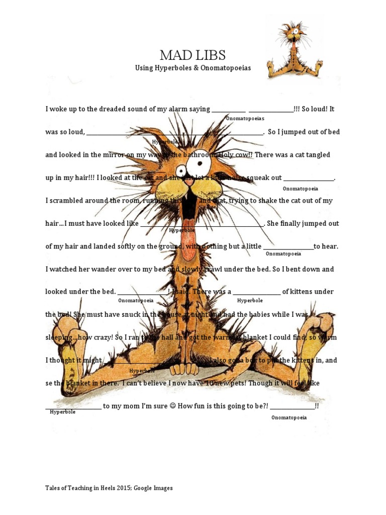 MAD LIBS-Hyperboles and Onomatopoeia | PDF