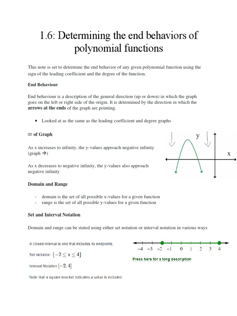 1.6 Determining The End Behaviours of Polynomial Functions | PDF ...