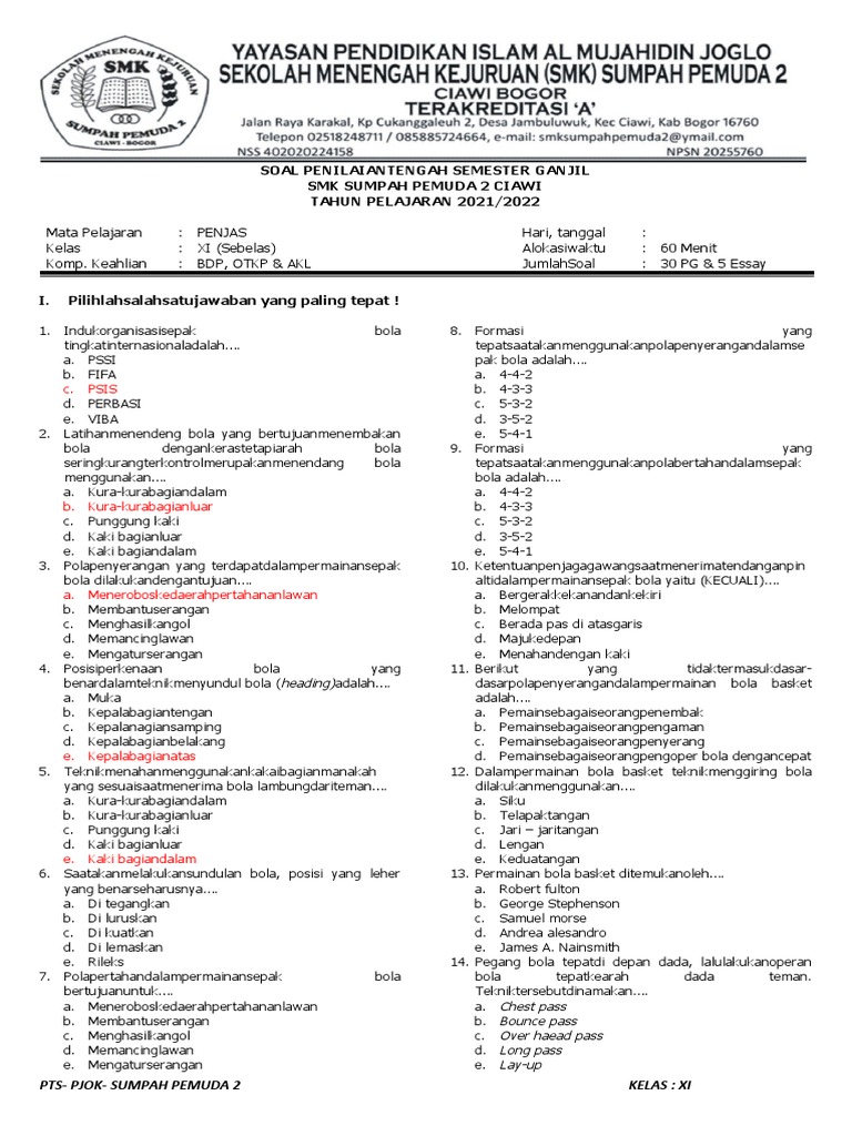 Soal PTS Ganjil PTS SP | PDF