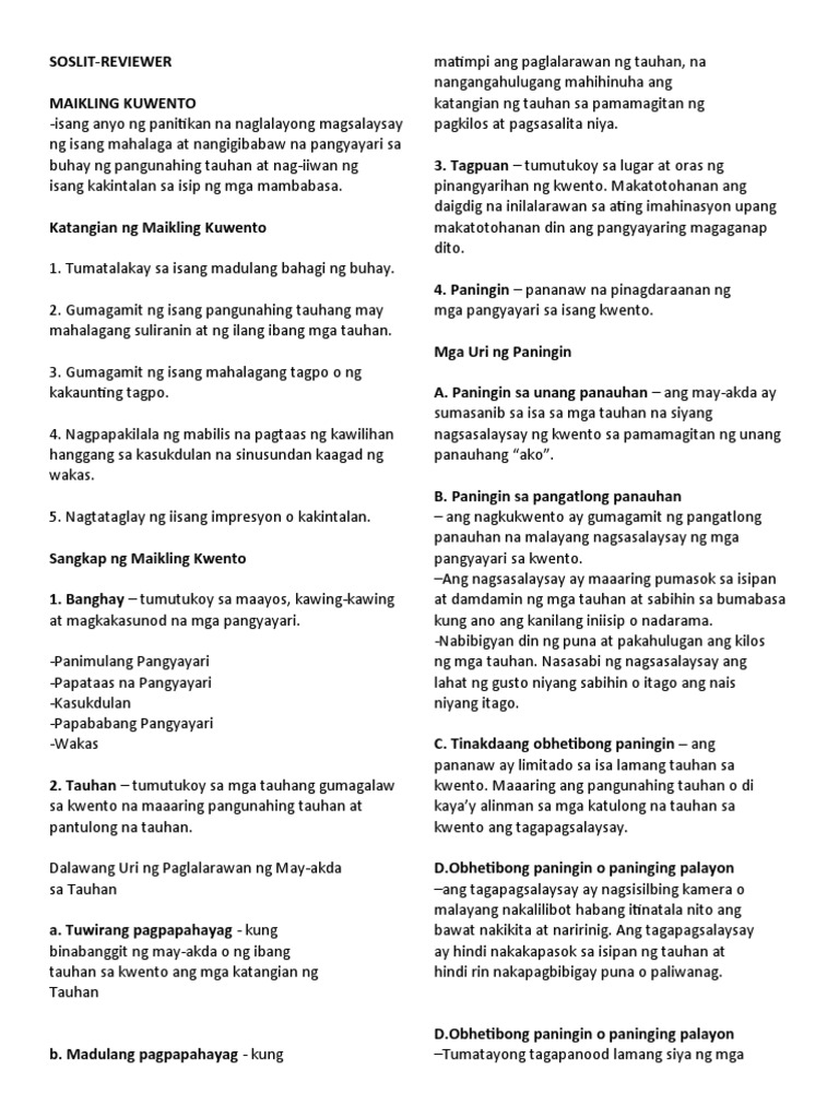 SOSLIT MaiklingKuwento&Tulareviewer | PDF