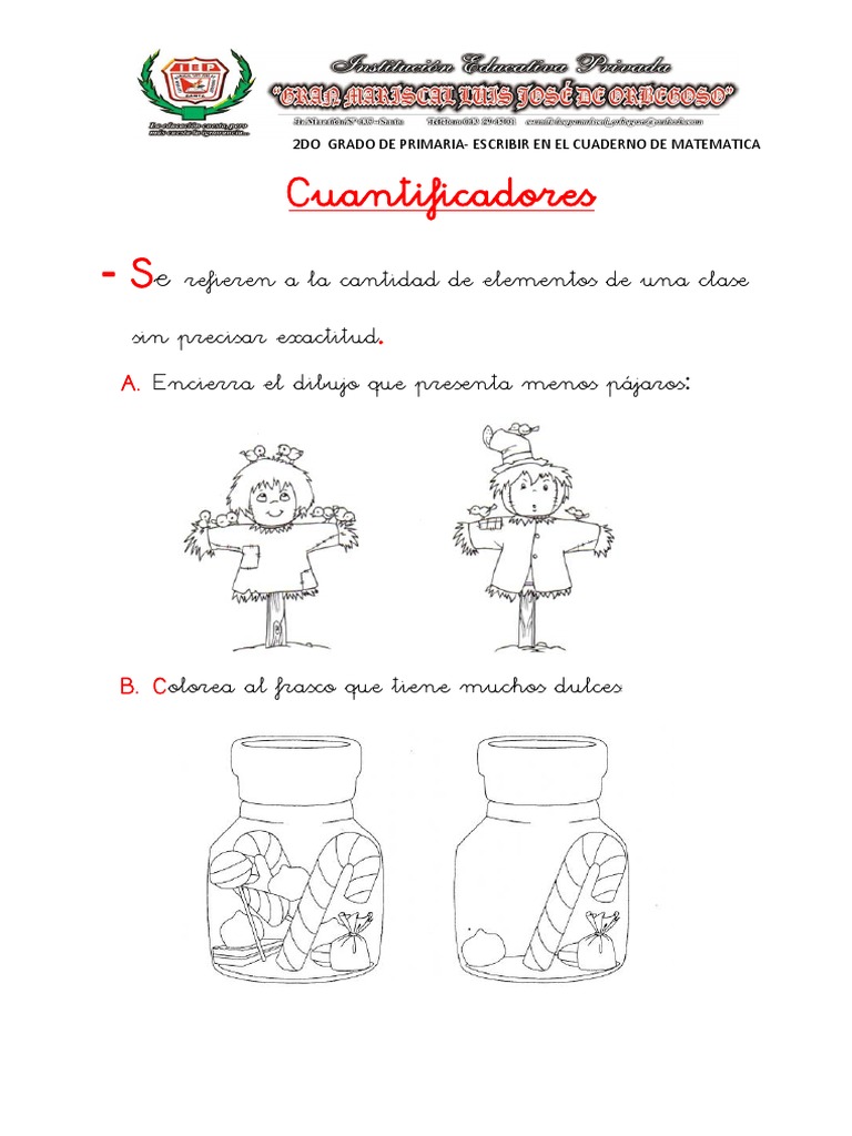 Ejercicios de Cuantificadores para 2° Grado | PDF