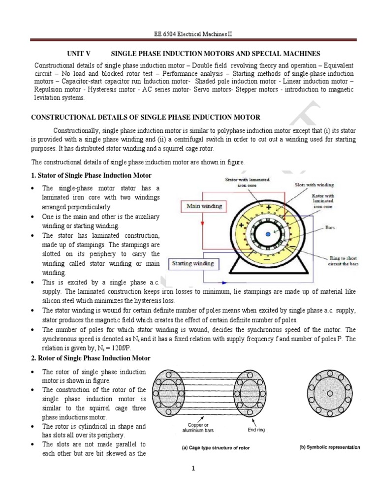 EE6504-Electrical Machines - II-1330526698-Em II Unit 5 | PDF | Electric Motor | Capacitor