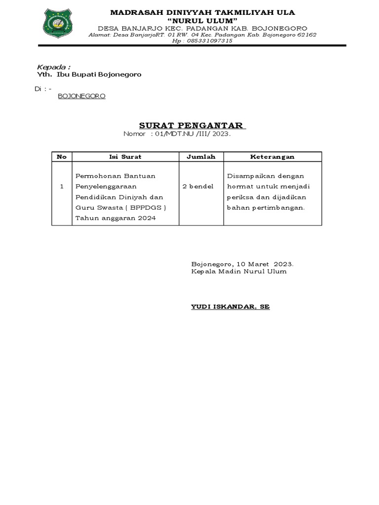 Proposal Pengajuan BPPDGS Ula 2024 Baru | PDF