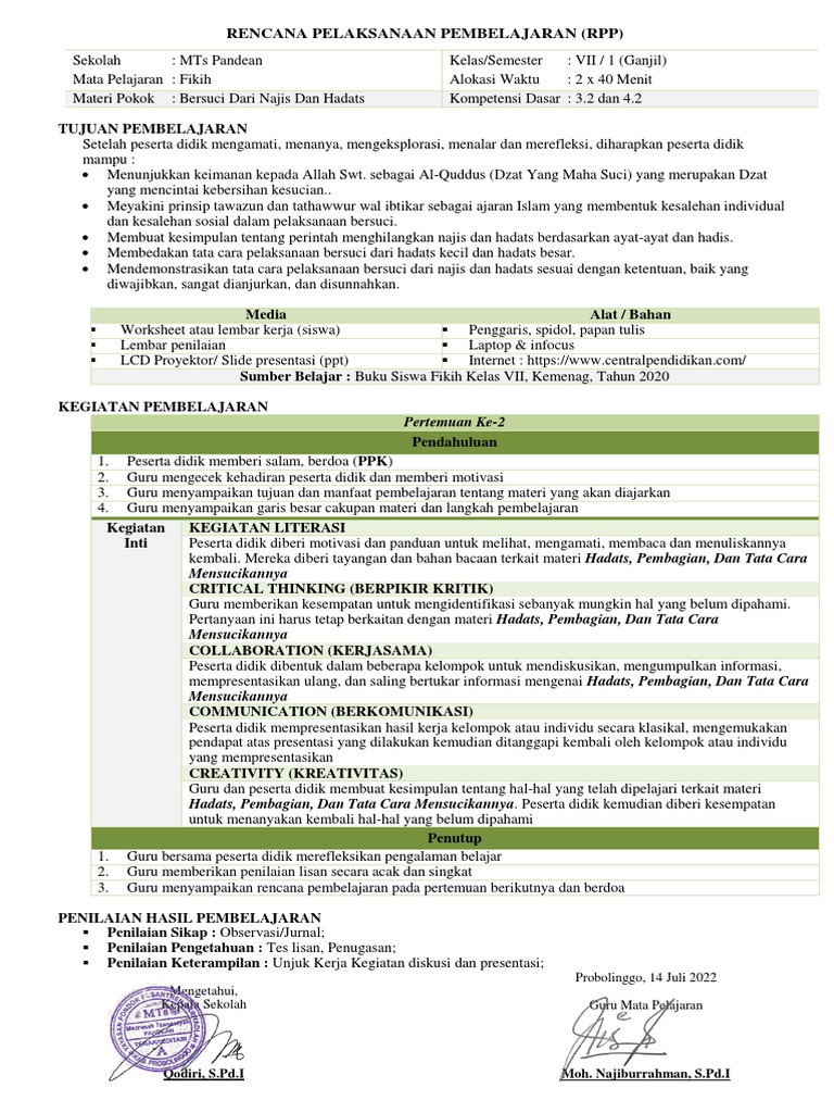 LKPD Fikih Kelas 7 Tata Cara Berwudhu | PDF