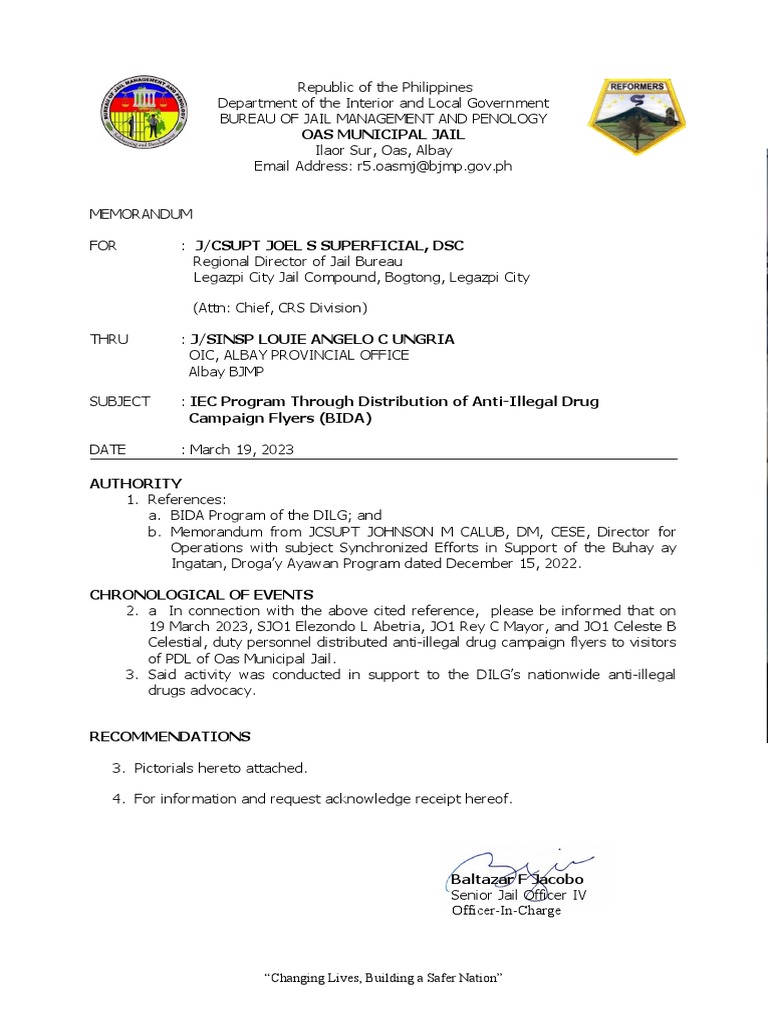 AAR Re Distribution of Anti-Illegal Drug Campaign Flyers | PDF