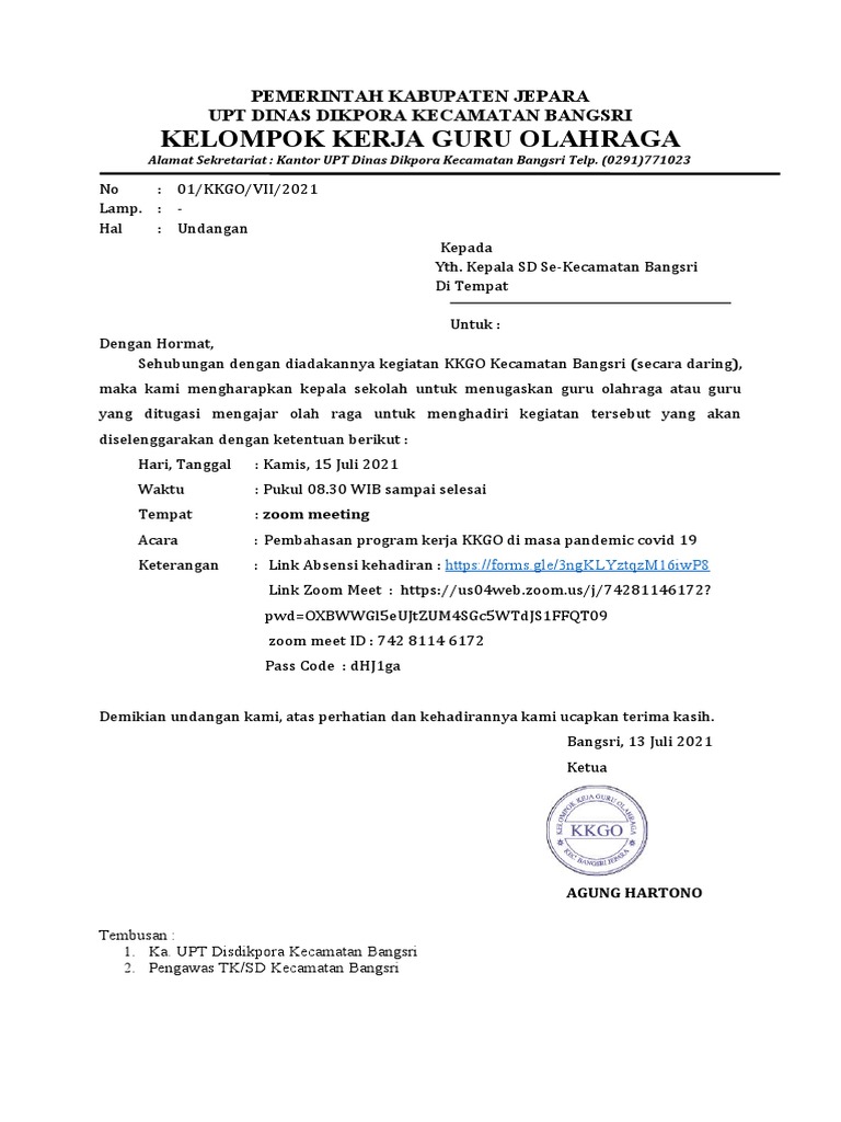 Undangan Kegiatan KKG Tahun 2021... | PDF