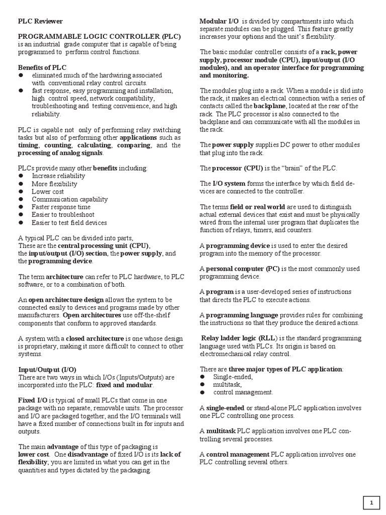 PLC Reviewer PDF | Download Free PDF | Programmable Logic Controller | Logic Gate
