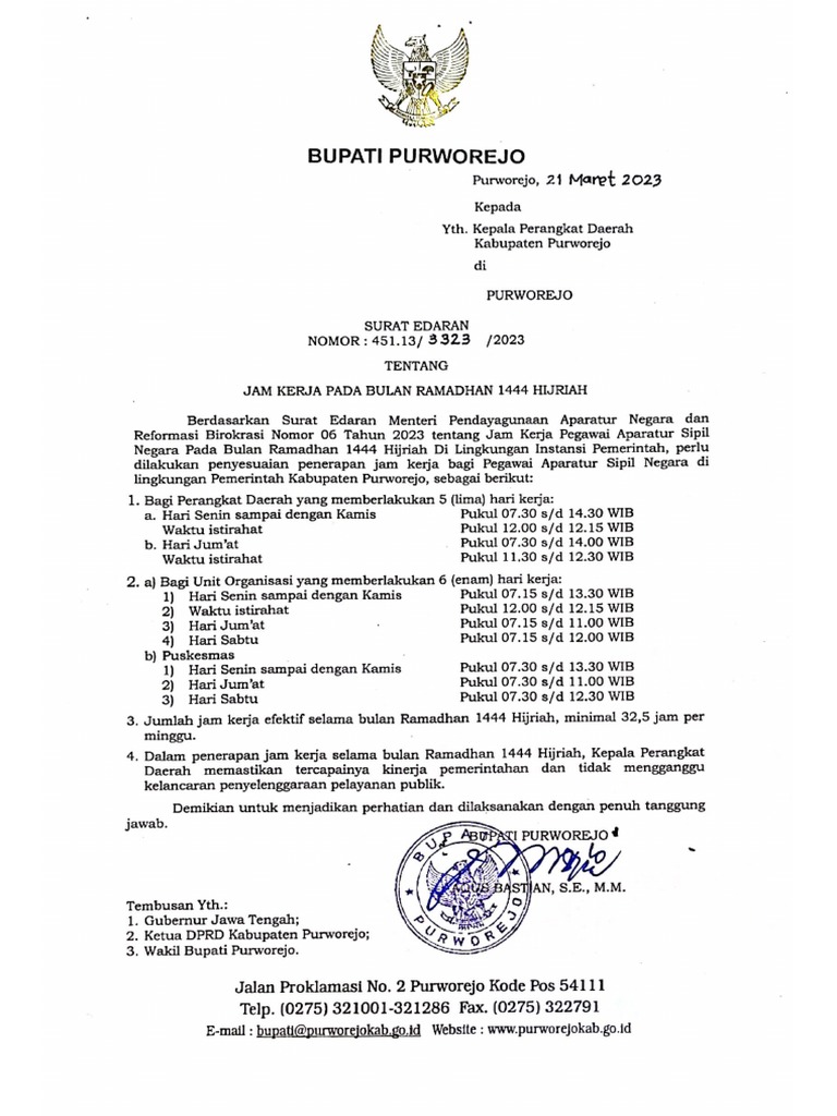 Surat Edaran Jam Kerja Bulan Ramadhan 14 | PDF