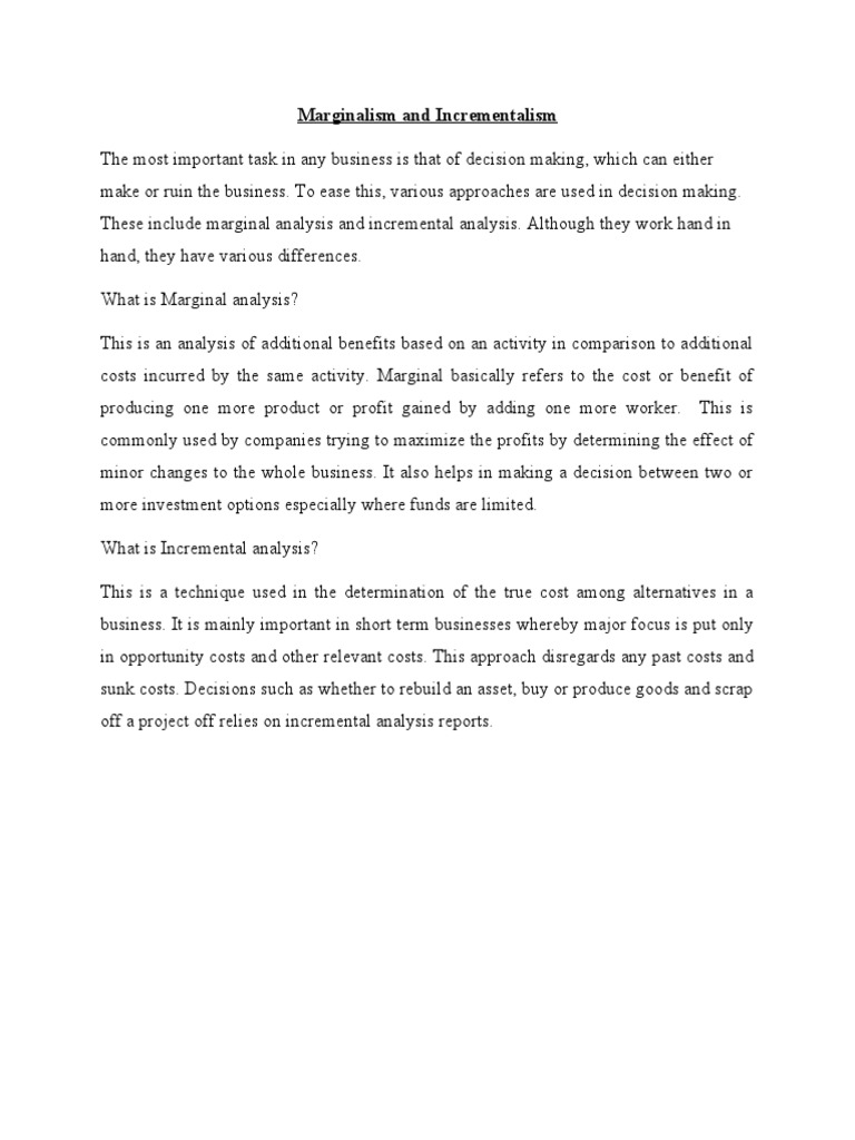 Marginalism and Incrementalism | PDF | Behavioral Economics | Decision ...