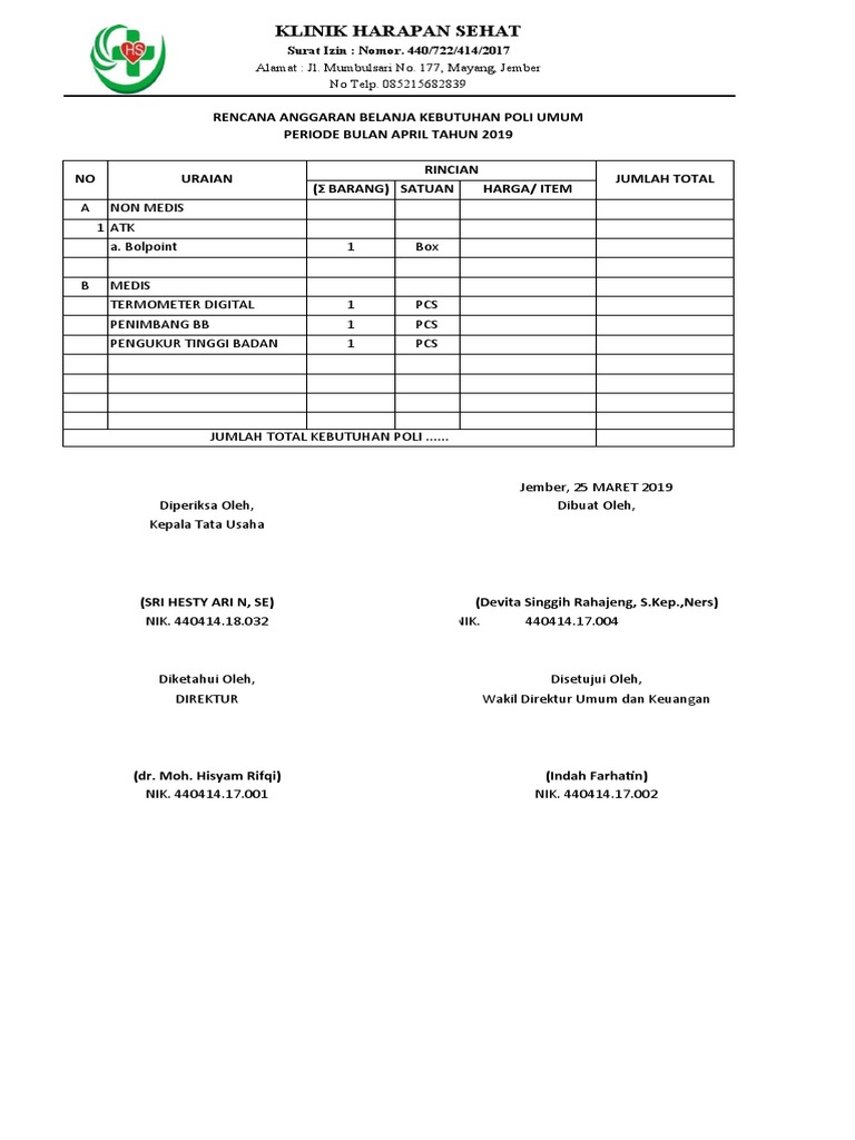 Format RAB Keb. Poli | PDF