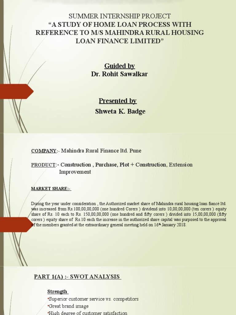 An Analysis of Mahindra Rural Housing Loan Finance Limited's Home Loan Process: A Case Study ...