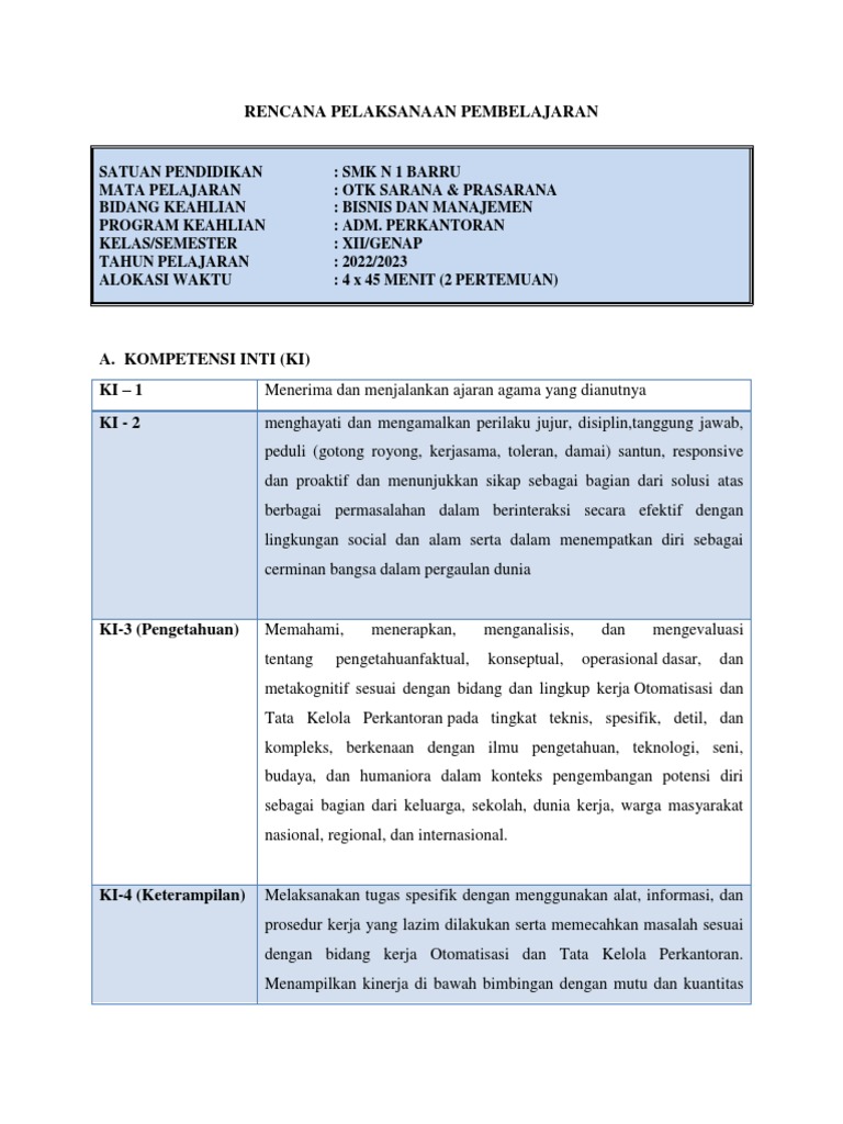 Rencana Pelaksanaan Pembelajaran | PDF