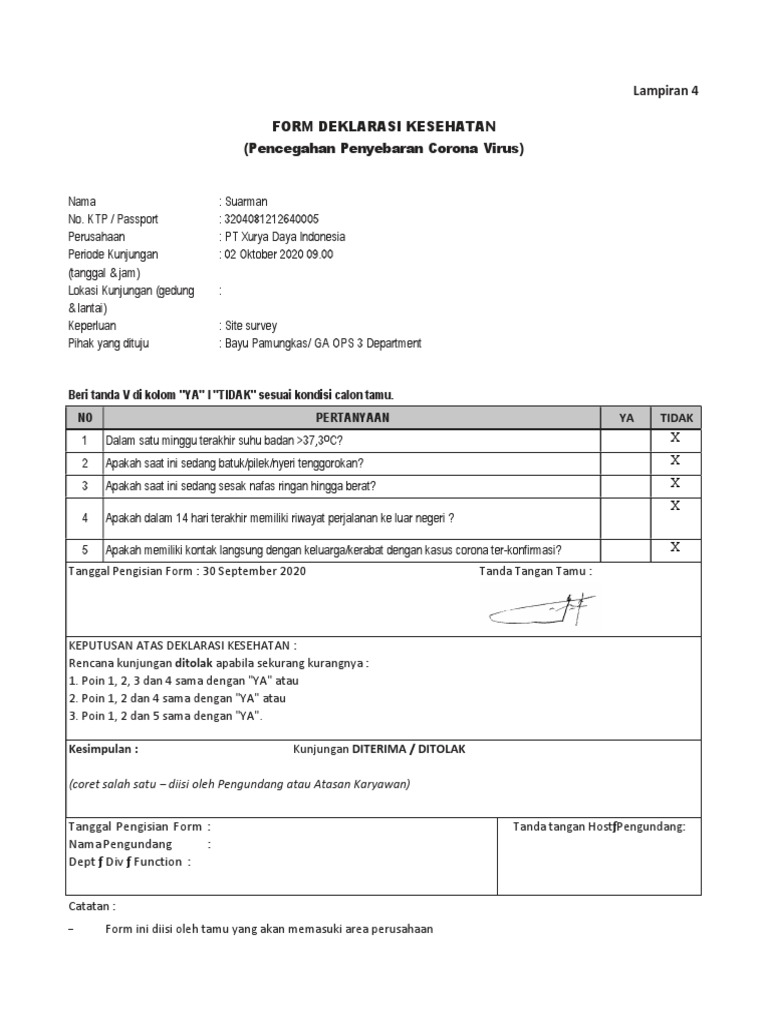 Suarman_Lamp 4_Form Deklarasi Kesehatan Tamu_BHS Indonesia (3).pdf | PDF