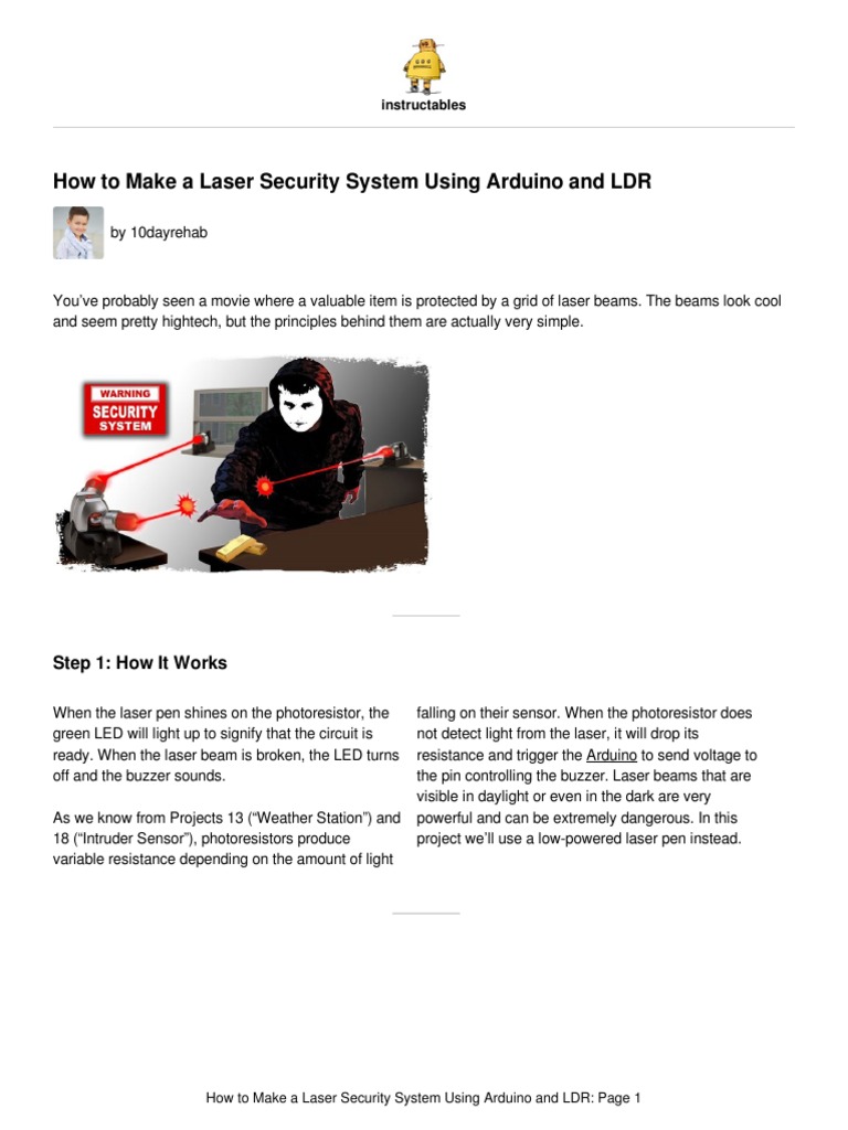 How To Make A Laser Security System Using Arduino Pdf Pdf Arduino