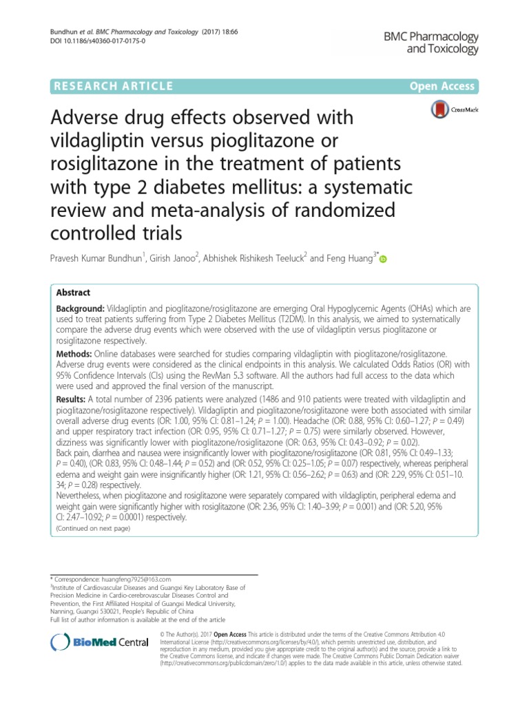 Adverse Drug Effects Observed With Vildagliptin | PDF | Drugs | Diabetes