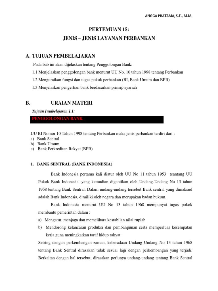 Jenis Layanan Perbankan di Indonesia | PDF | Pengelolaan Keuangan ...