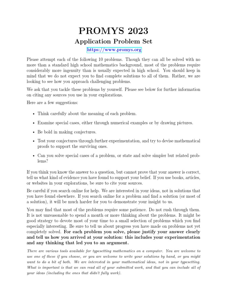 PROMYS 2023 Application-Boston | PDF | Area | Mathematics