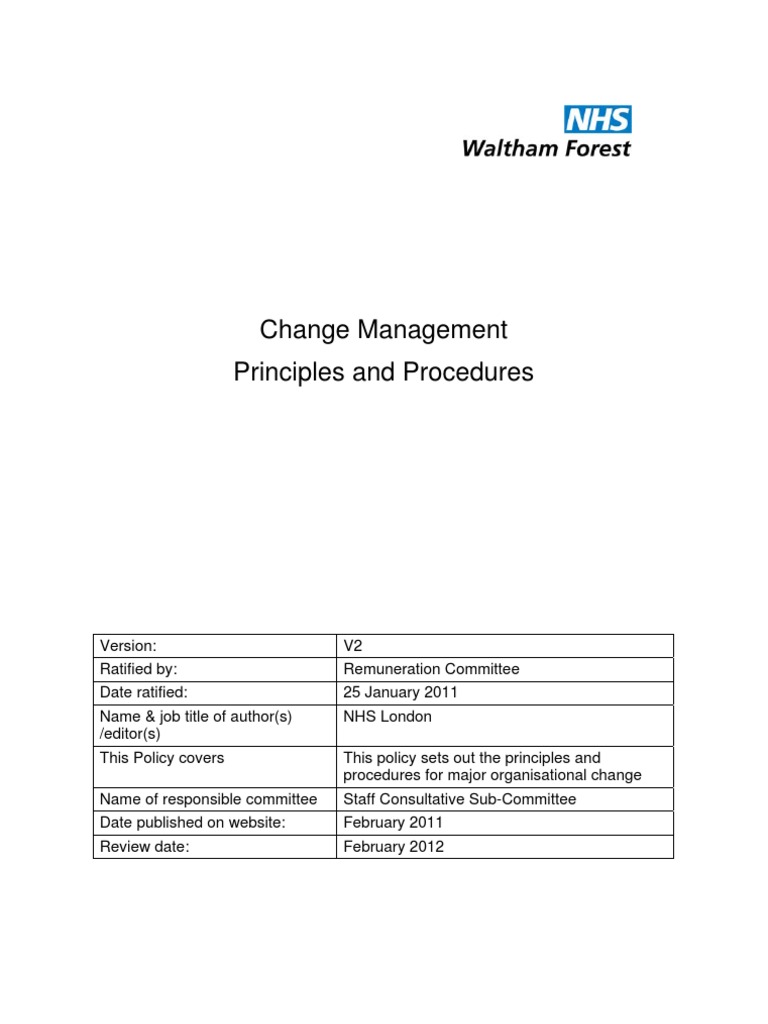 Change Management Policy | PDF | Layoff | National Health Service