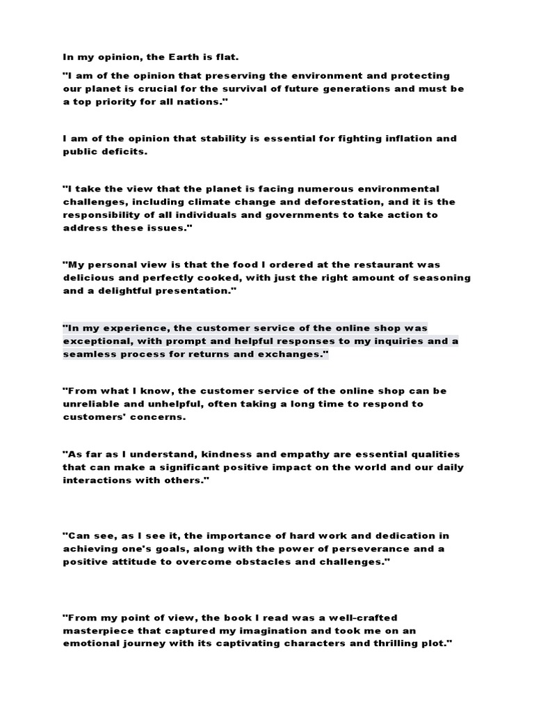 Facts and Opinion Examples | PDF