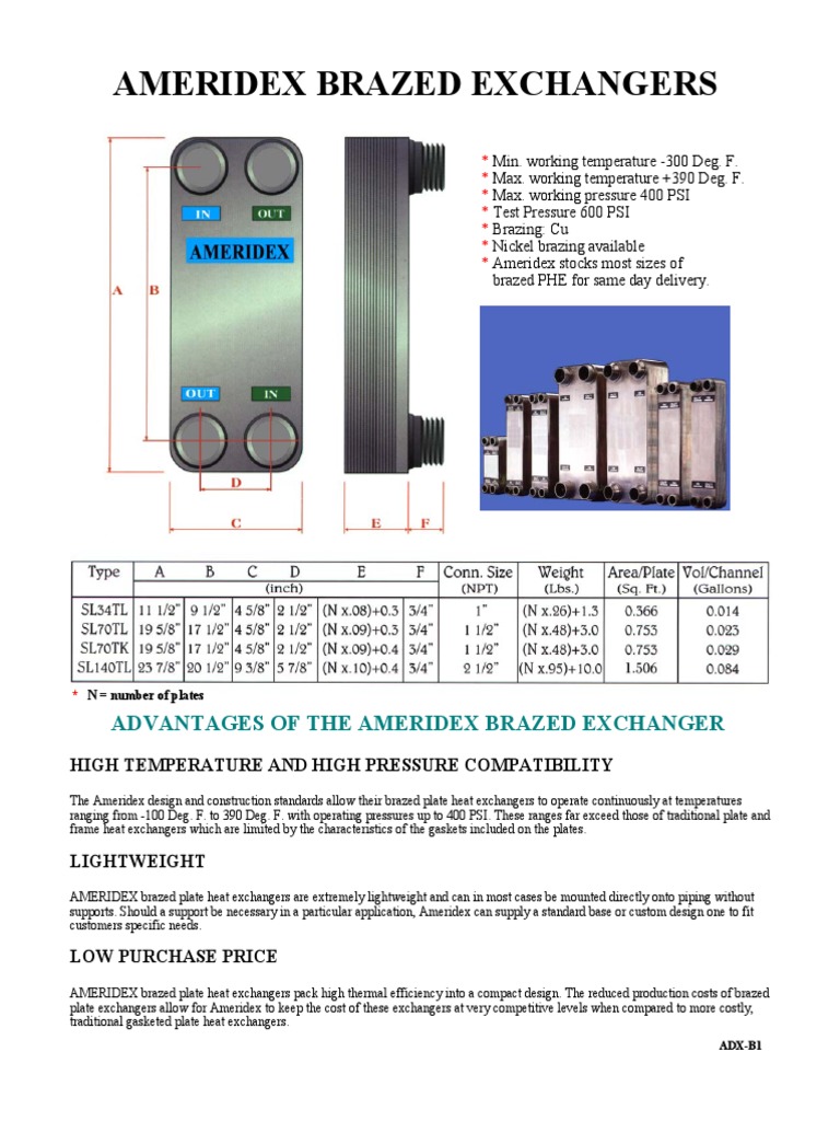 Ameridex Brazed PHE Information | PDF | Heat Exchanger | Transport ...